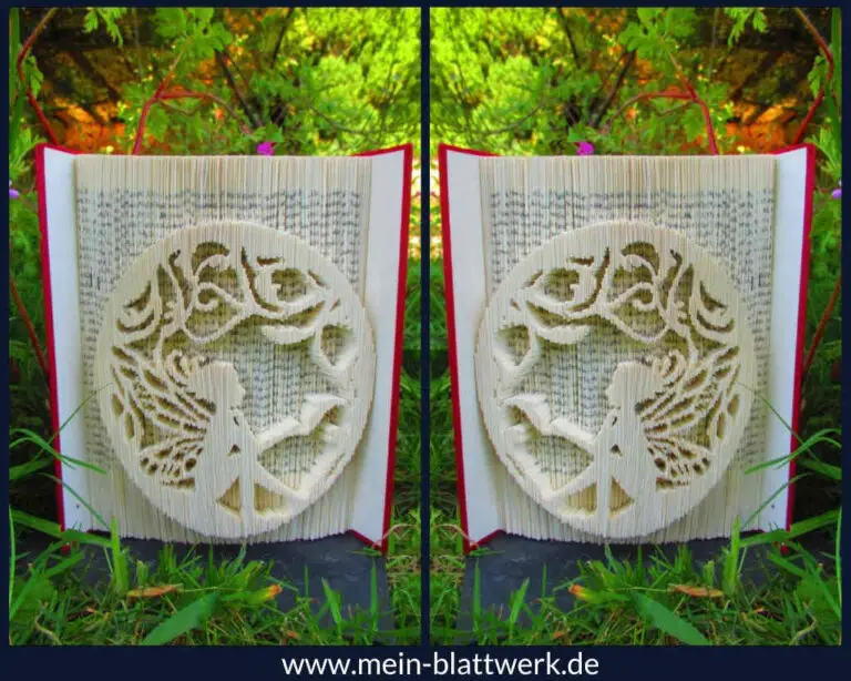 Vorlage: Elfe unter dem Blätterdach – Buchfalten-Motiv - mein-blattwerk Vorlage: Elfe unter dem Blätterdach – Buchfalten-Motiv - mein-blattwerk